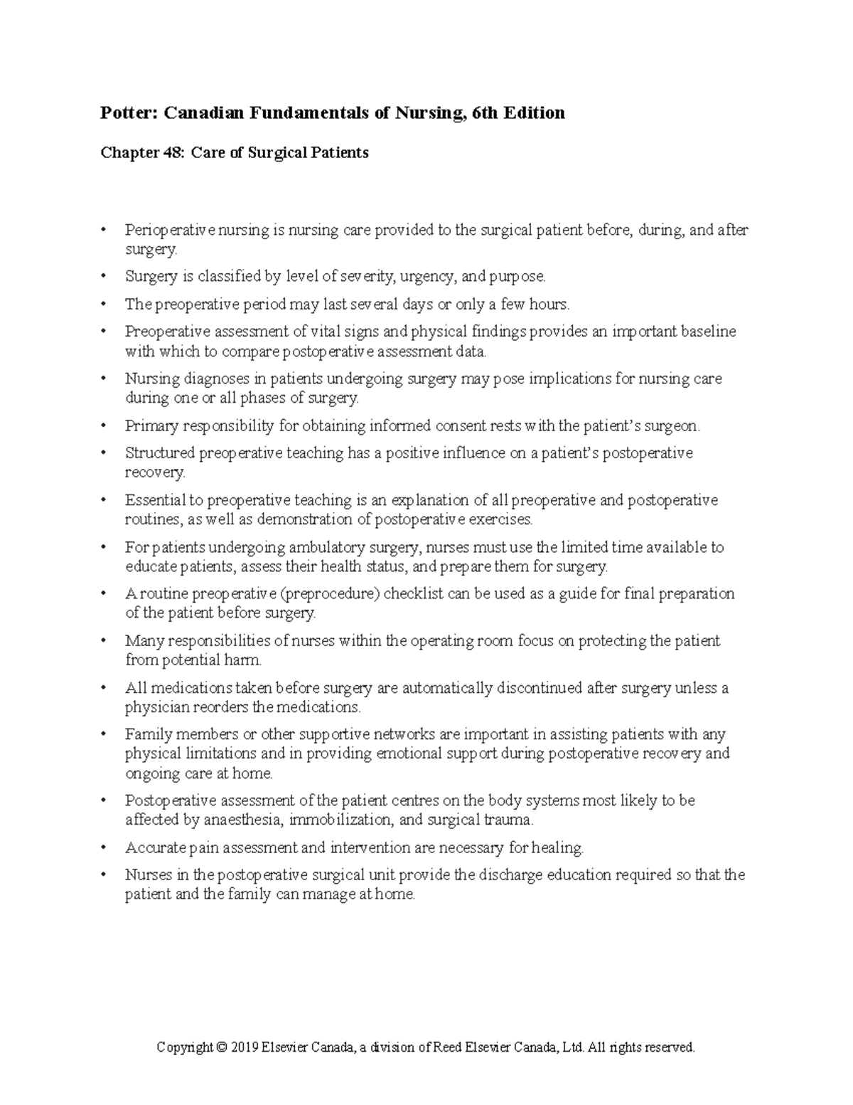Chapter 048 - Care of Surgical Patients - Potter: Canadian Fundamentals ...