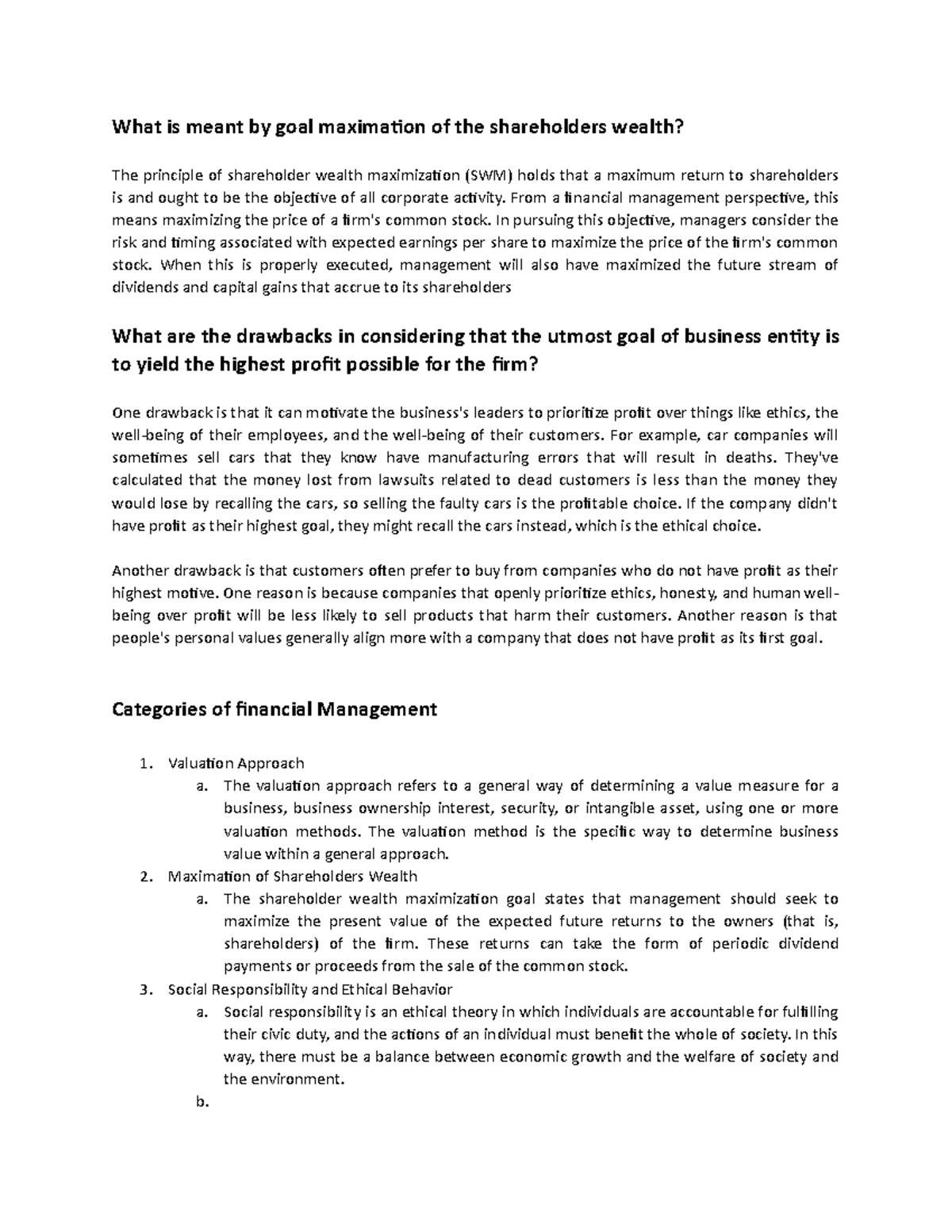 An Overview of Financial Management Bullets - What is meant by goal ...