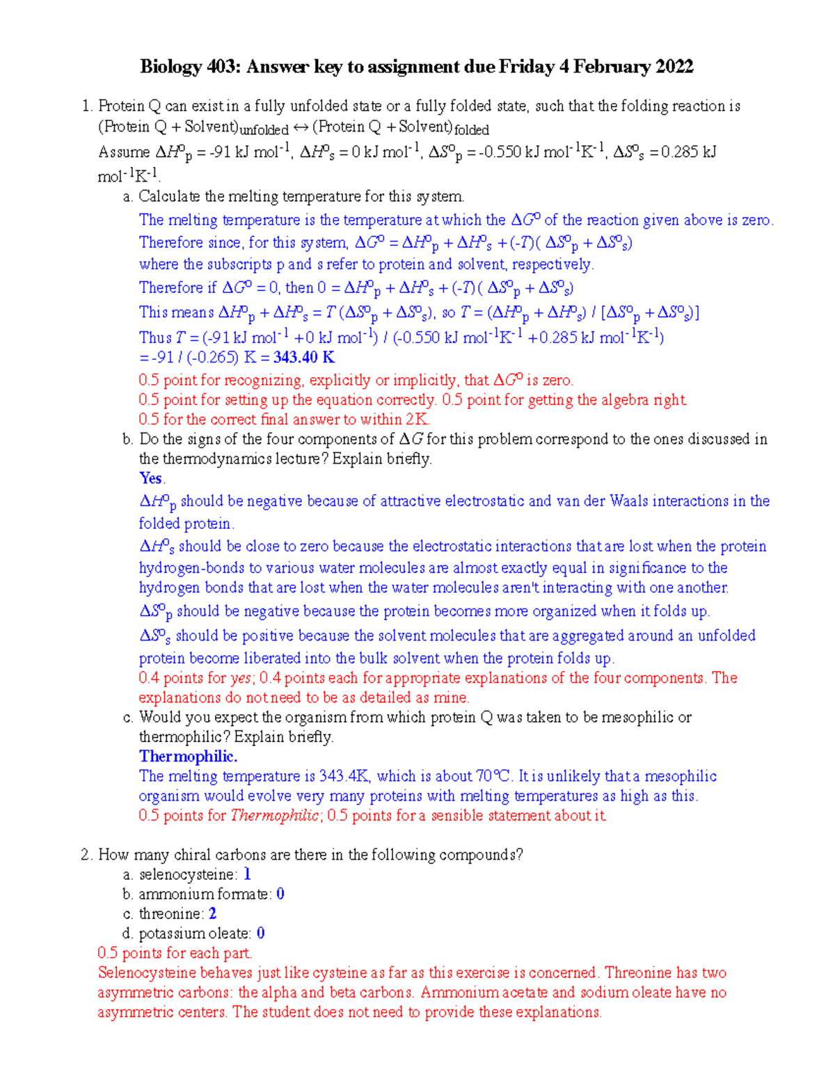 Key Answers Assignment 2 - Biology 403: Answer key to assignment due Friday 4 February 2022 ...