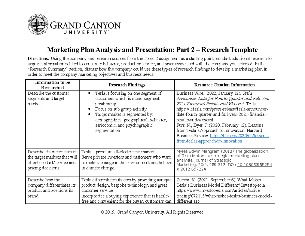 MKT-315 Marketing Plan Analysis Presentation-Part-2-Research-Template ...