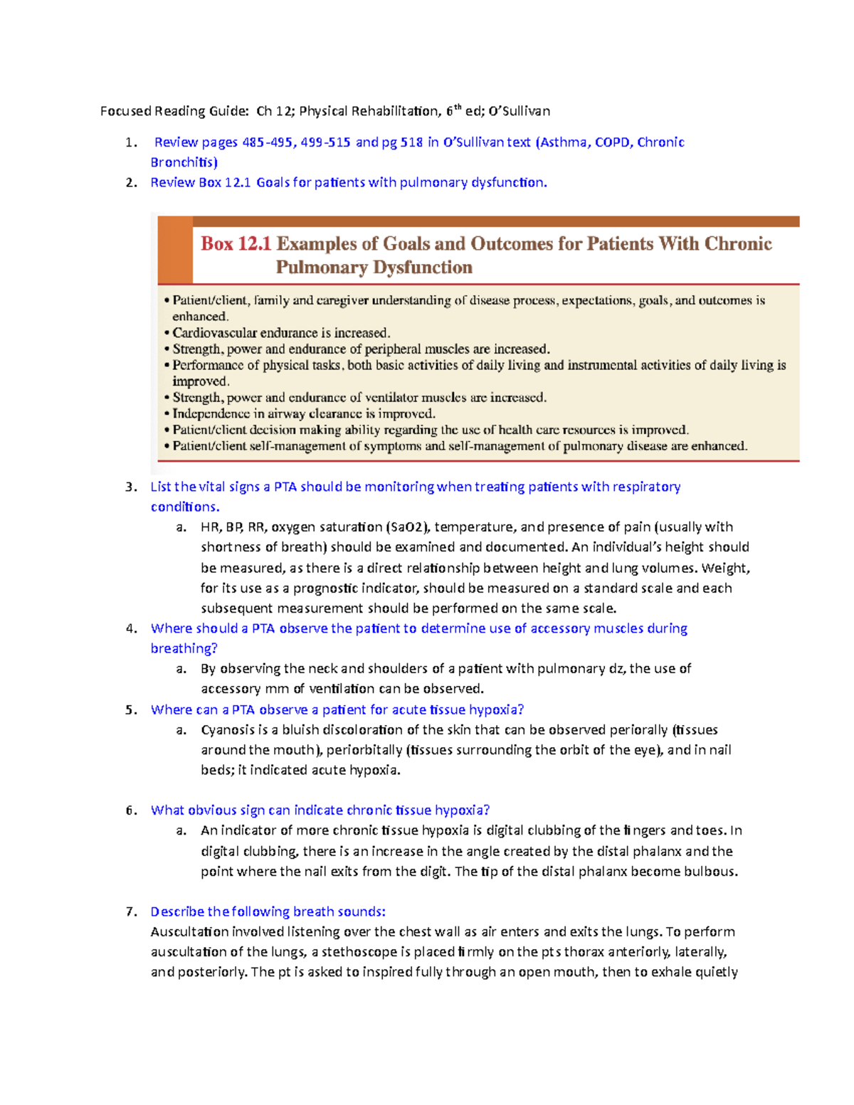 Chest PT Focused Reading Guide Ch 12 O'Sullivan - Focused Reading Guide ...