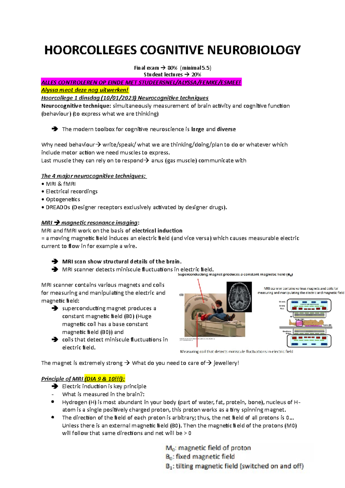 Hoorcollege cognitive neurobiology - HOORCOLLEGES COGNITIVE ...