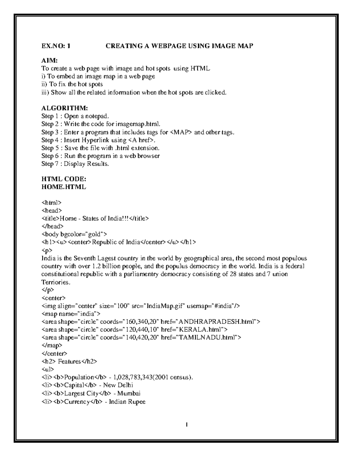 IP Record - EX: 1 CREATING A WEBPAGE USING IMAGE MAP AIM: To create a ...