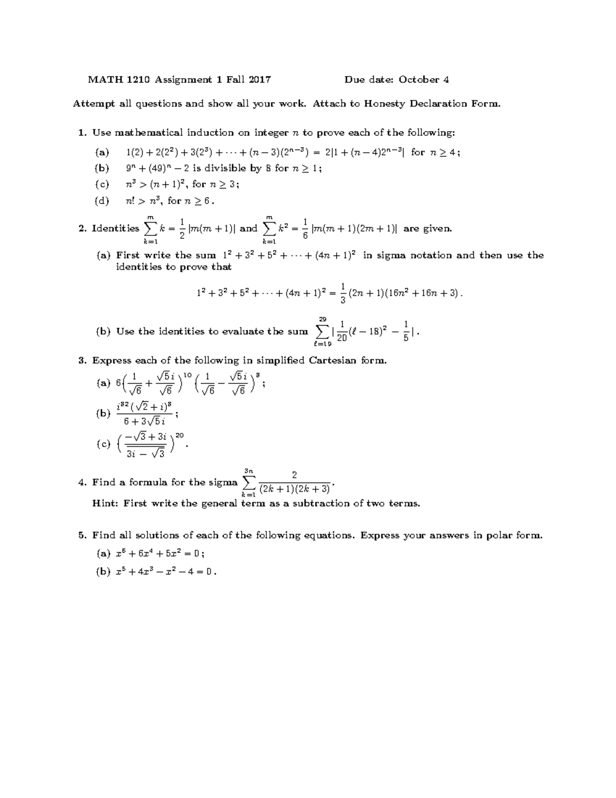 Assignment 1 Questions Moghaddam Math1210 F2017 - MATH 1210 - U of M ...