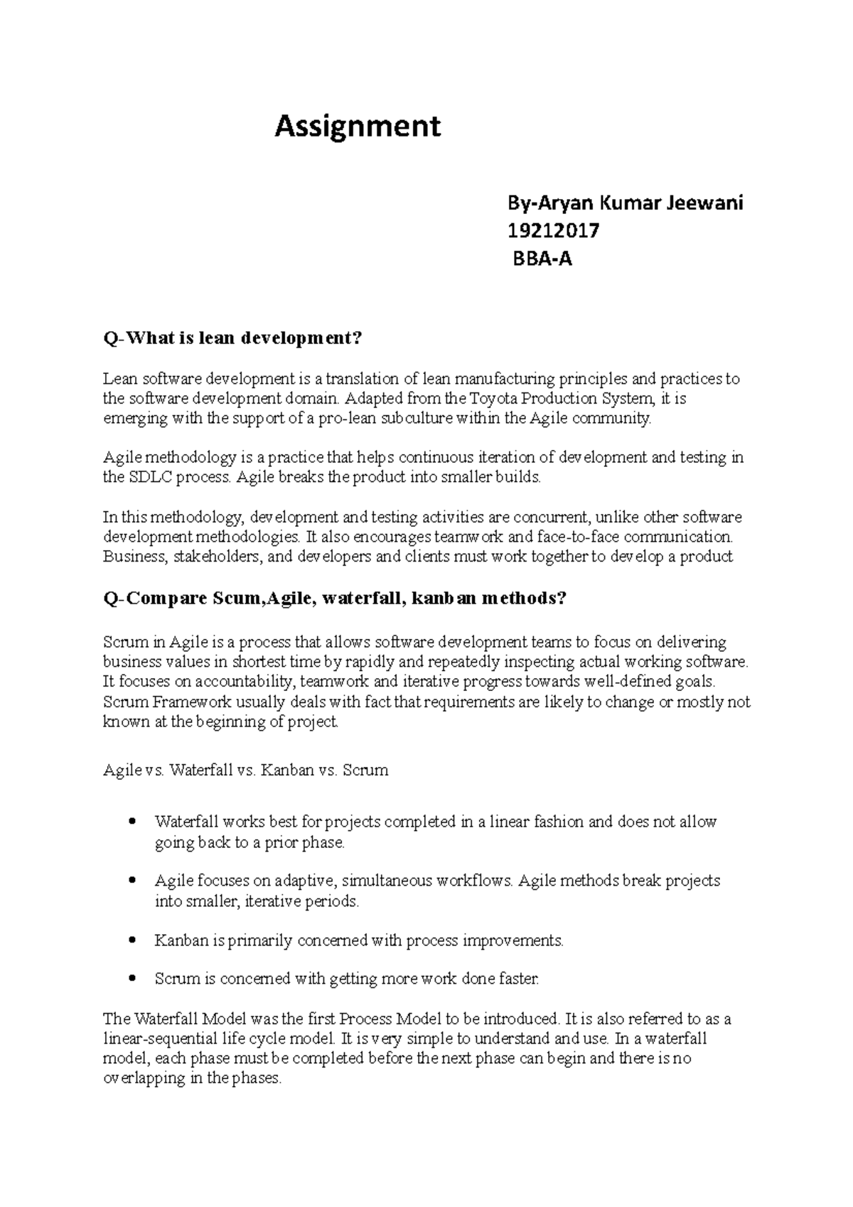 CIA AND ASYNCHRONOUS ASSIGNMENTS) - Assignment By-Aryan Kumar Jeewani 19212017 BBA-A Q-What is ...