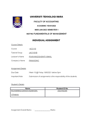 MGT 028 Individua; Assingment - MGT 028 INTRODUCTION TO BUSINESS ...