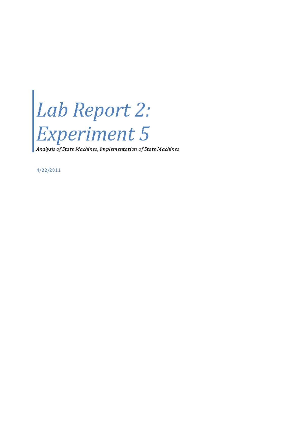 Practical - lab report 2, experiment 5 - Lab Report 2: Experiment 5 ...
