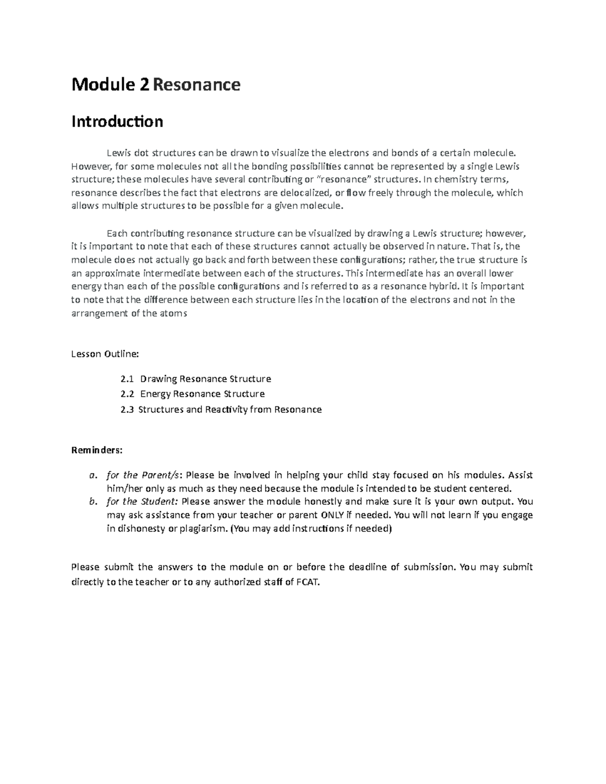 Organic Chemistry Q1 M2 - Module 2 Resonance Introduction Lewis dot ...