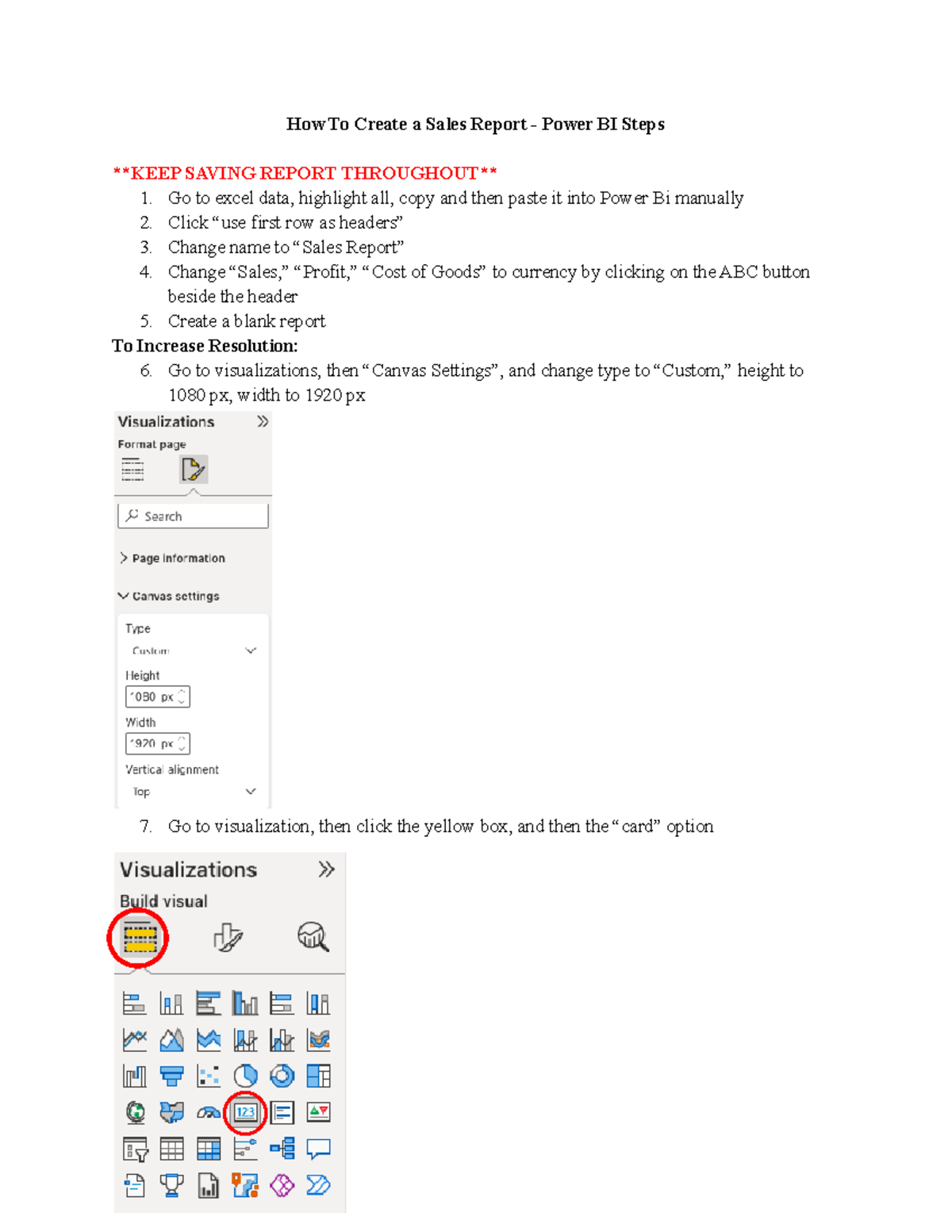 Power BI Steps - How To Create a Sales Report - Power BI Steps KEEP ...
