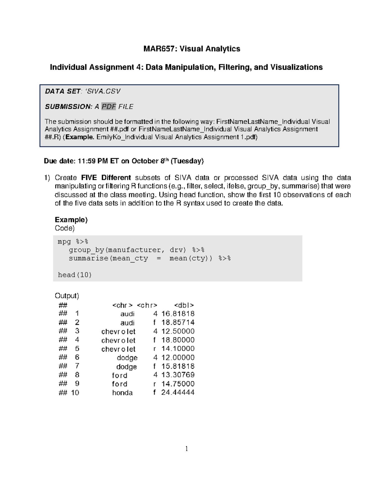 MAR657 Individual Assignment 4 Data manipulation, filtering, and visualization - MAR657: Visual ...