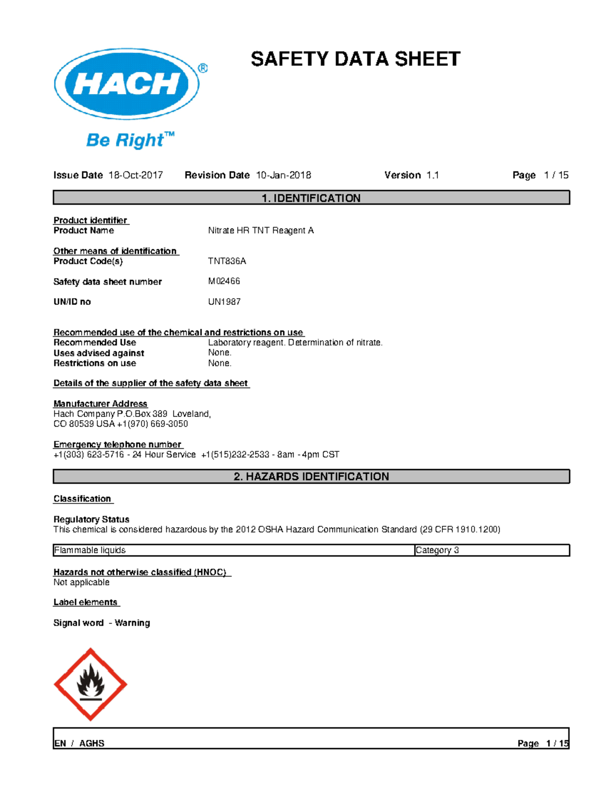 99515 31 a sds - sdfs - SAFETY DATA SHEET Issue Date 18-Oct-2017 ...