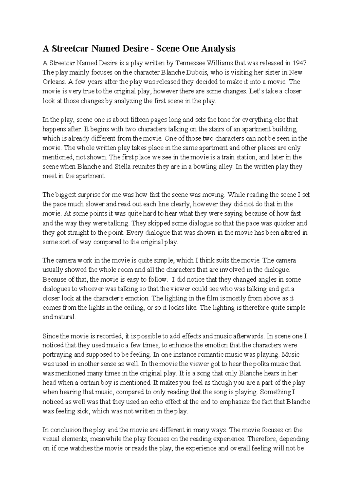 A streetcar named desire book vs movie - A Streetcar Named Desire ...