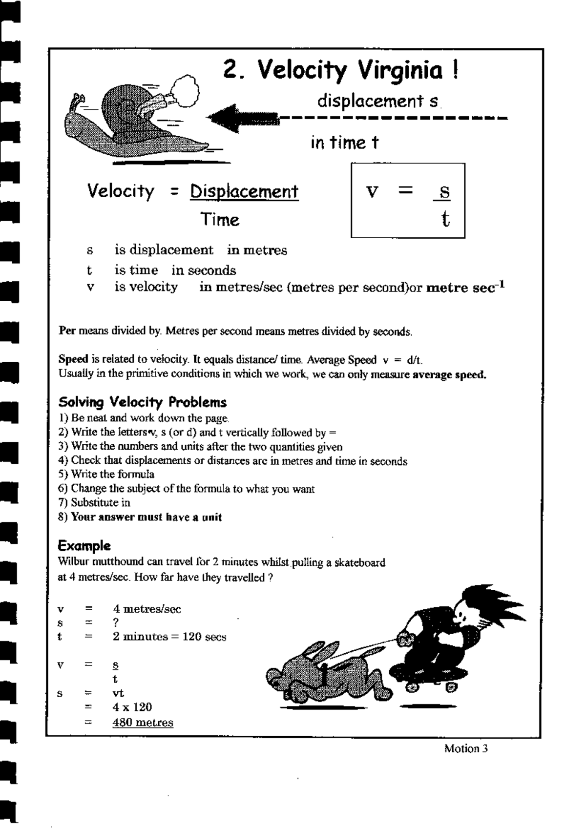 Velocity - Practice questions for kinematics - t I I I I I I I I I I I ...