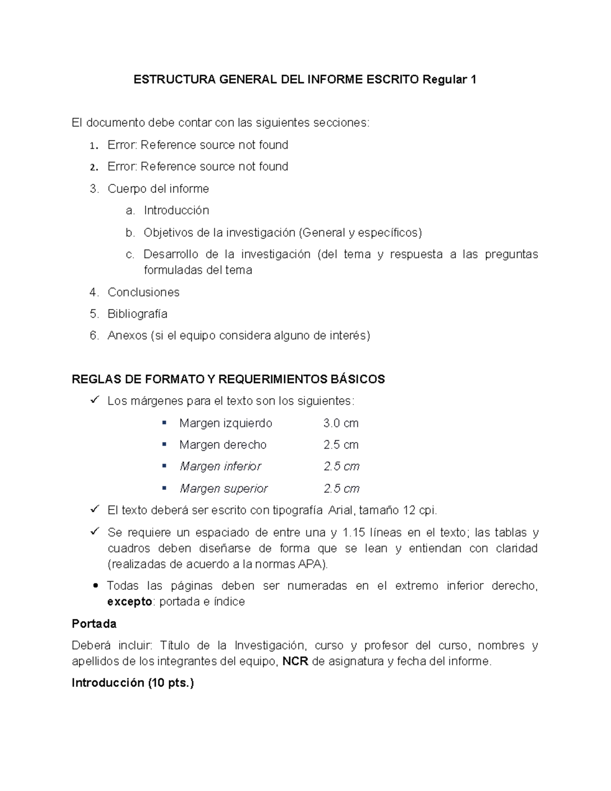 Estructura General DEL Informe Escrito CB - ESTRUCTURA GENERAL DEL ...