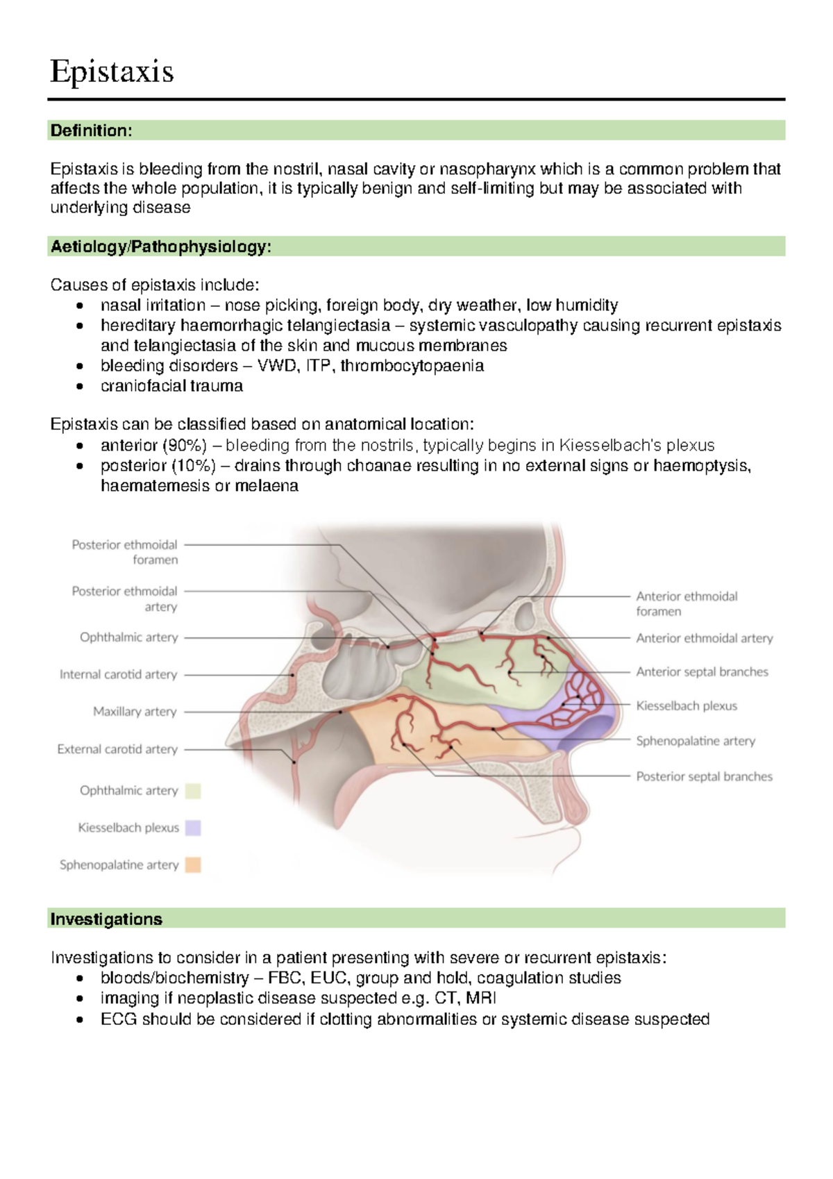Epistaxis - Key disease entity - Epistaxis Definition: Epistaxis is bleeding from the nostril ...