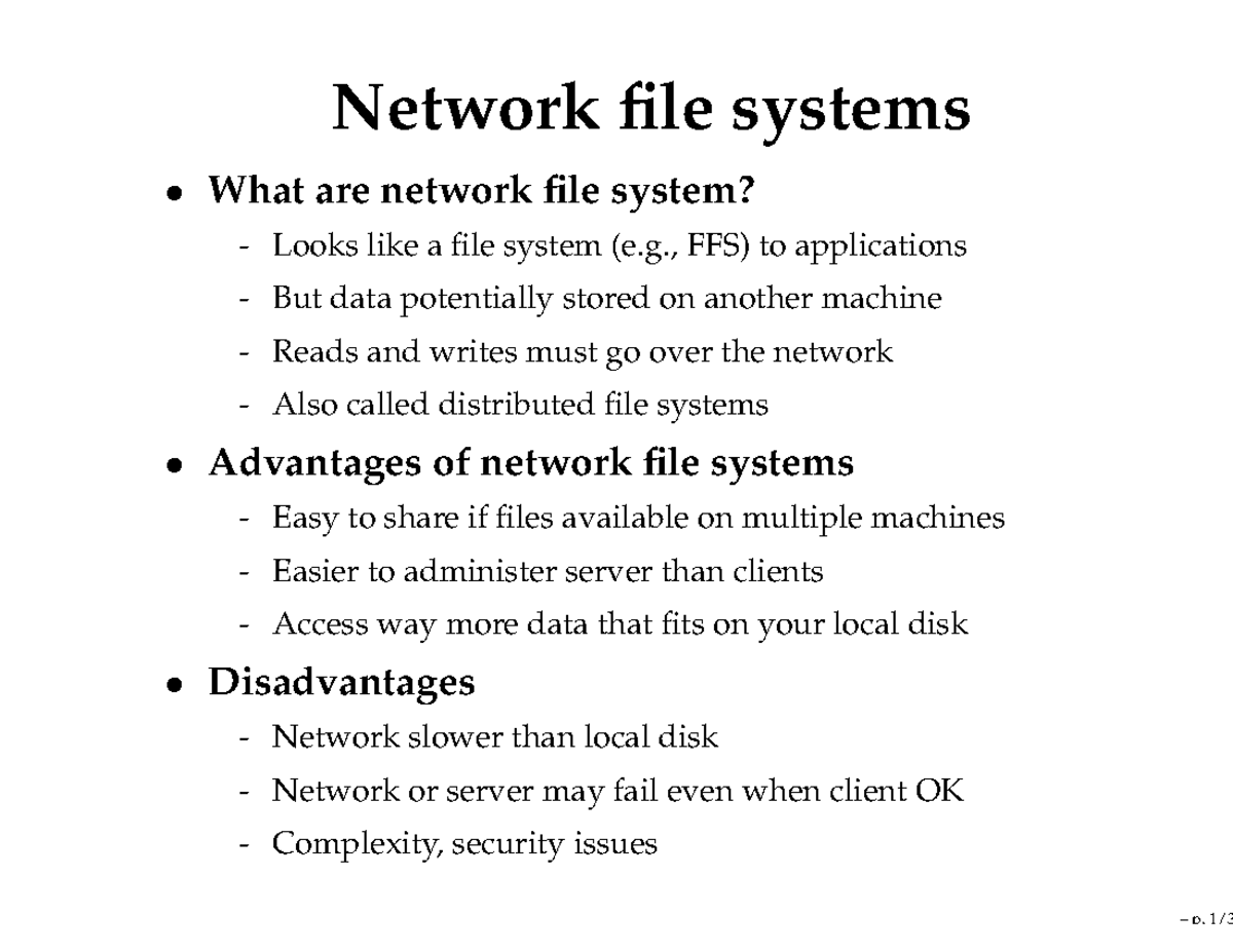 Network File Systems Network File Systems What Are Network File System Looks Like A File 