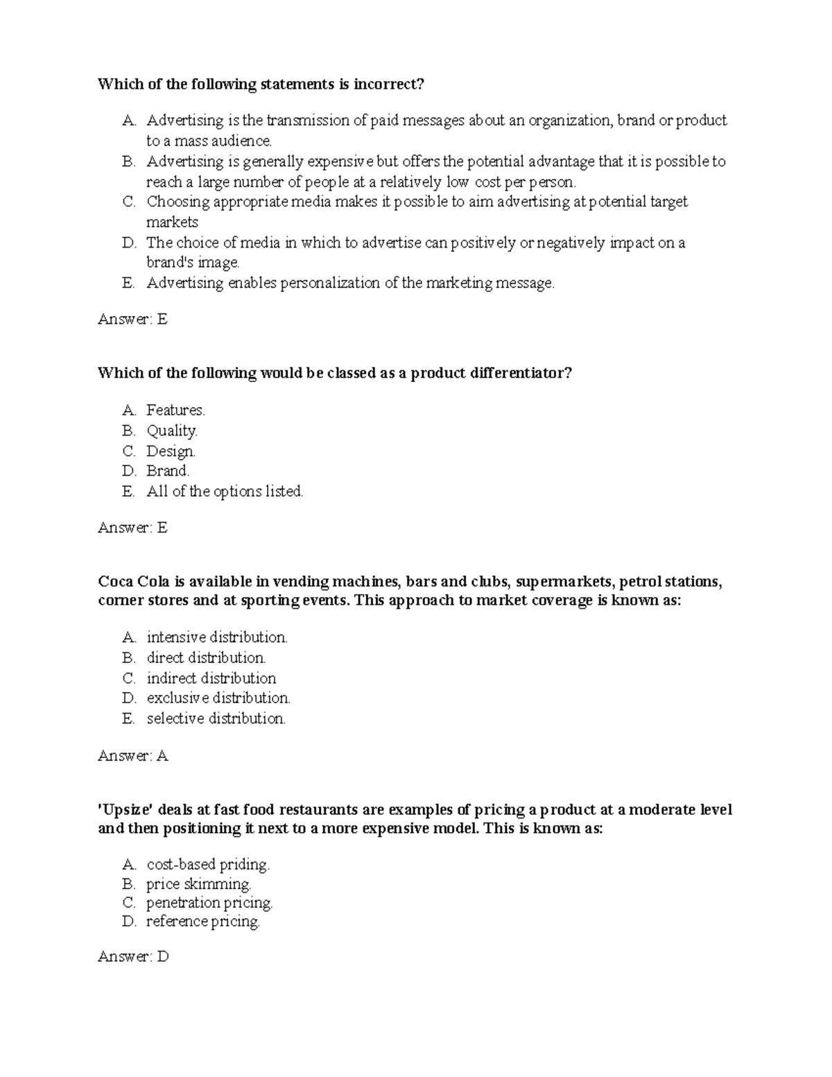 Knowlegde test 1 and 2 - Which of the following statements is incorrect ...