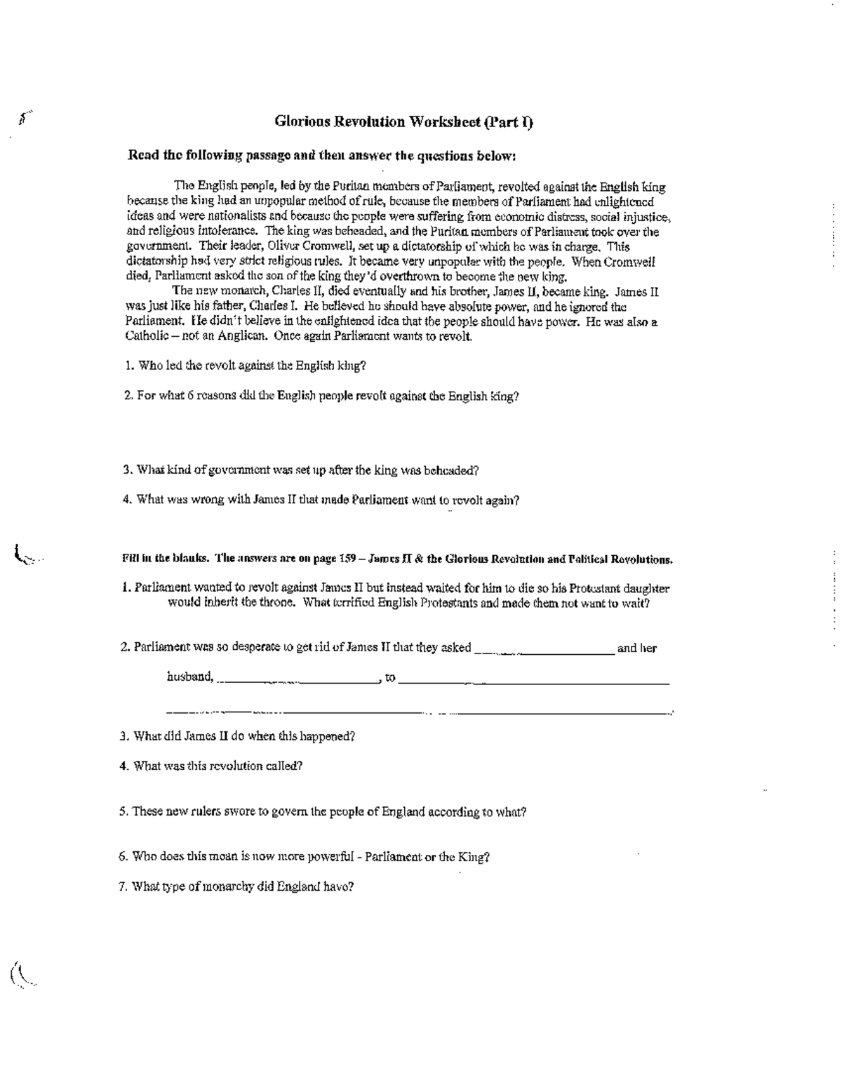 Glorious-Revolution-Worksheet - introduction to political leadership ...