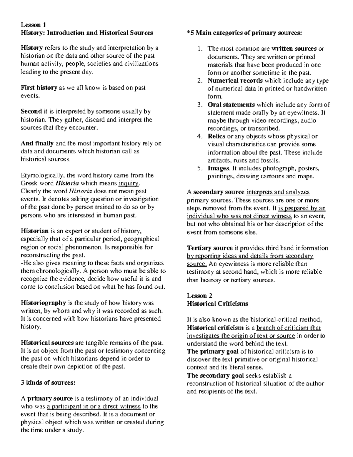 PH Histo Midterm Reviewer - Lesson 1 History: Introduction and ...