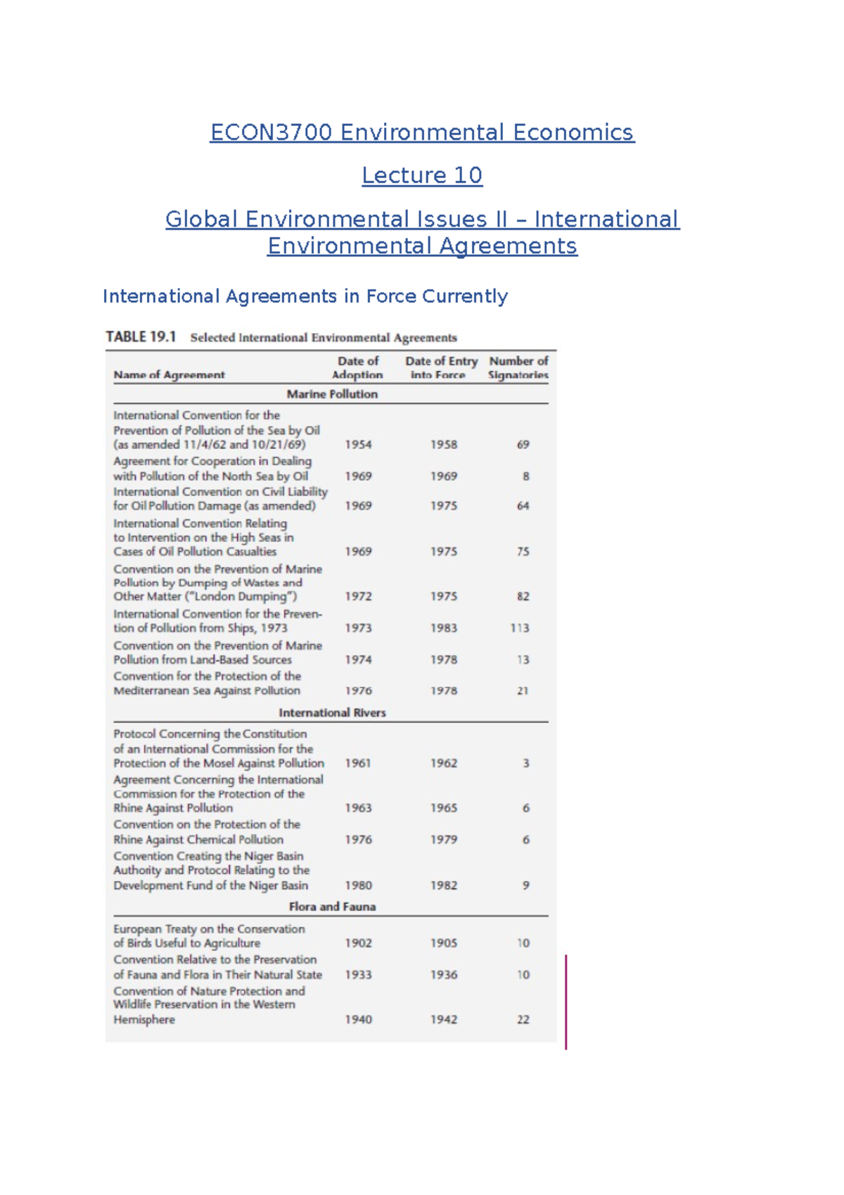 ECON3700 Lecture 10 - ECON3700 Environmental Economics Lecture 10 ...