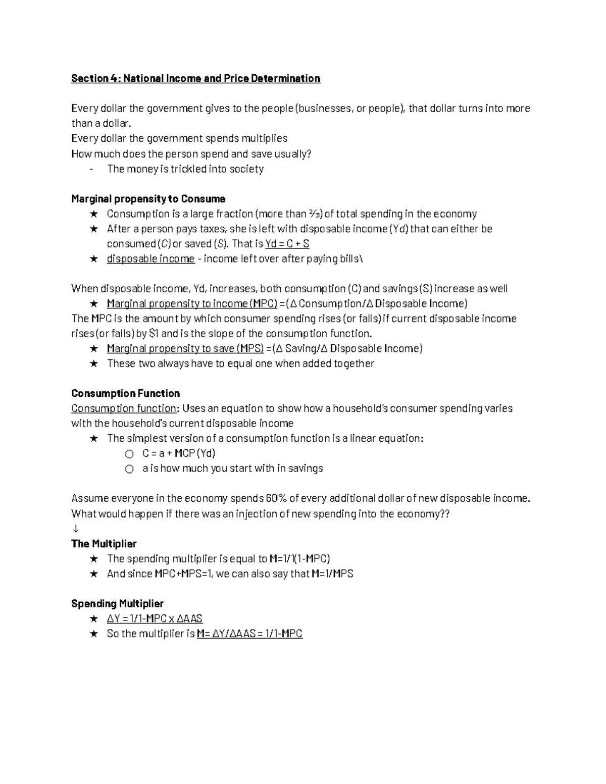 Section 4 National Income and Price Determination - Section 4: National ...