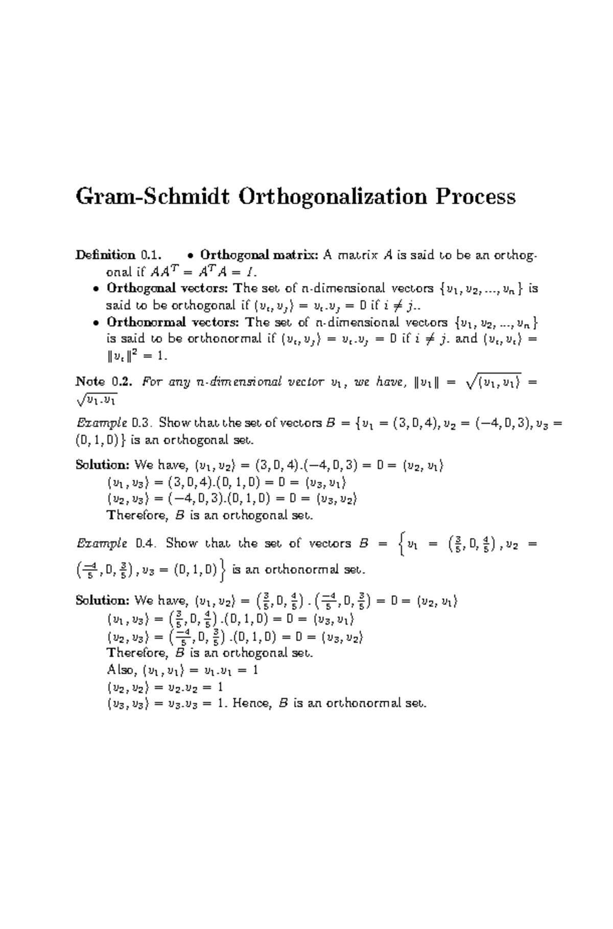 2.4 Gram-Schmidt Orthogonalization Process - Gram-Schmidt ...