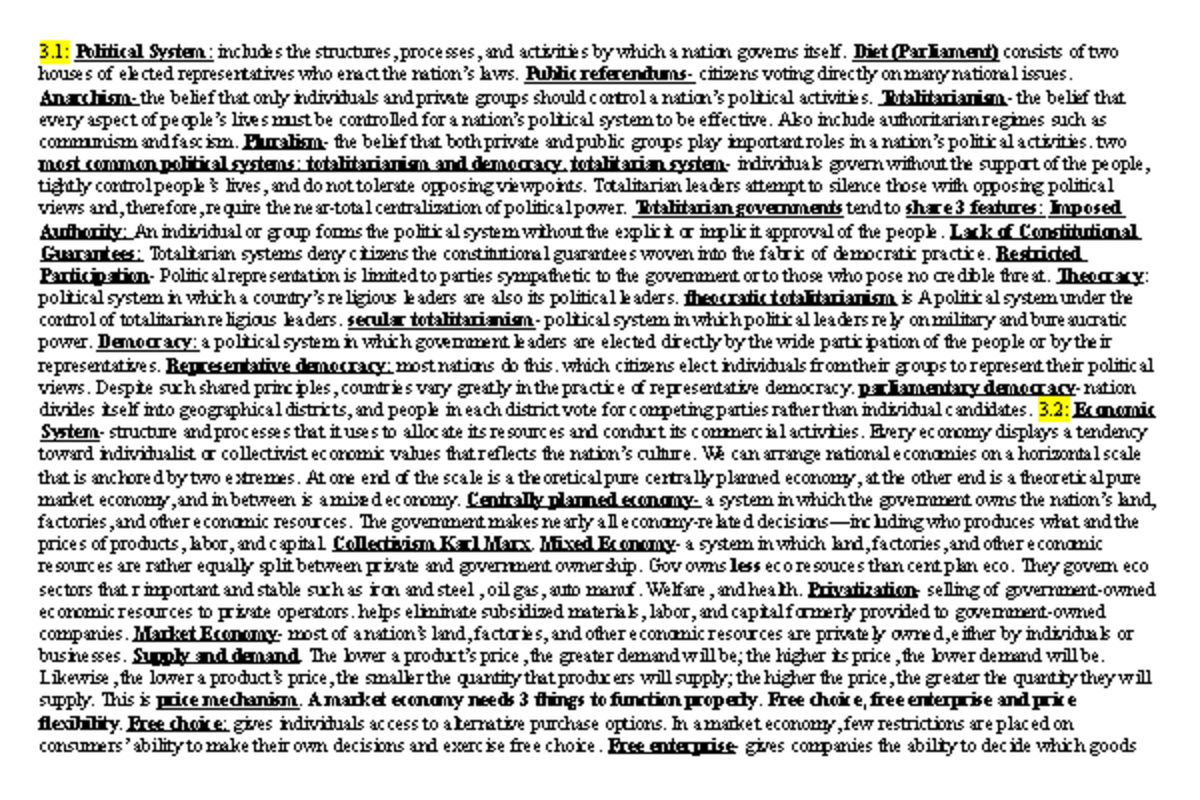 Ch 3 Index Card - ........ - 3: Political System: includes the ...
