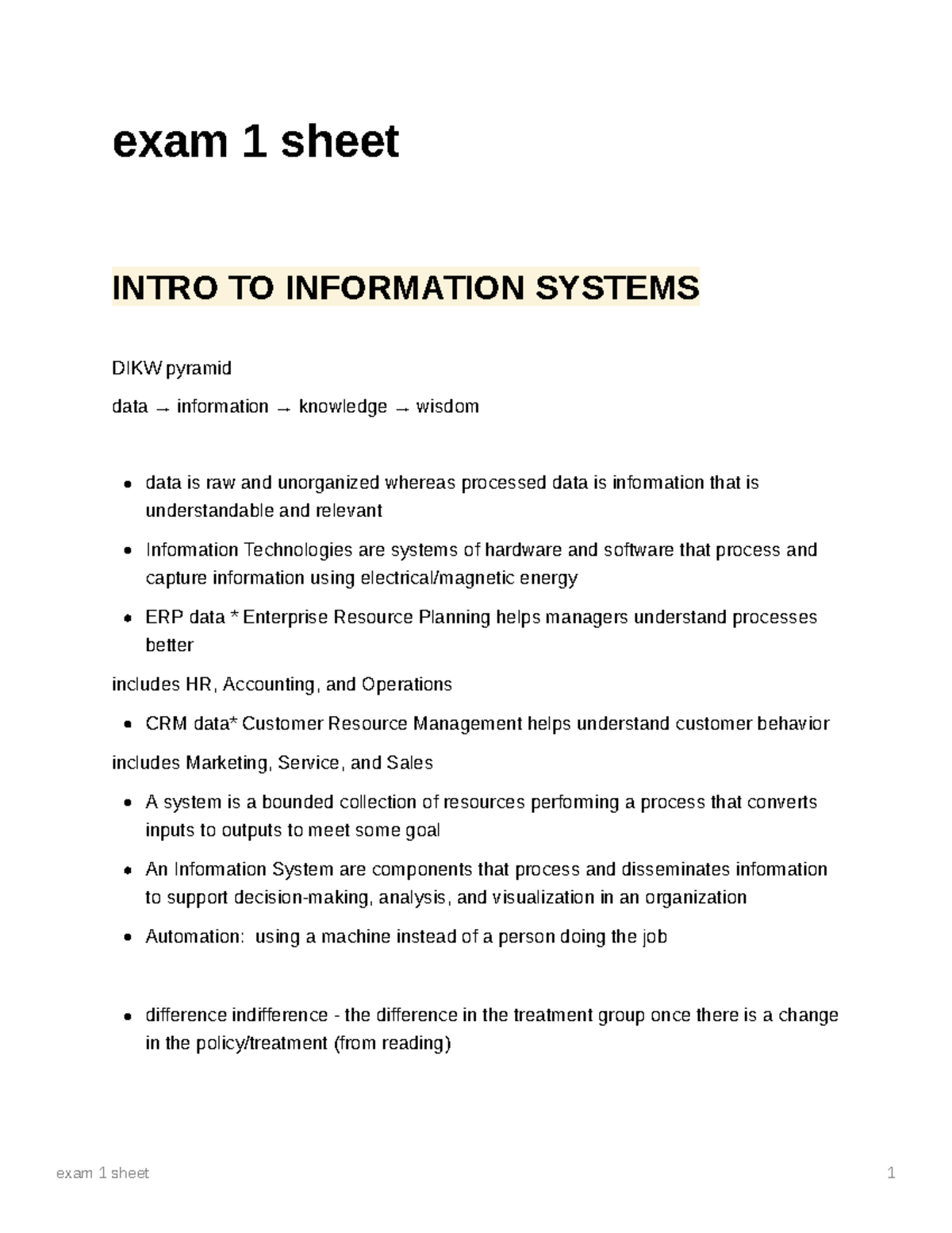 Exam 1 sheet - liang zhao review notes for first exam - exam 1 sheet ...