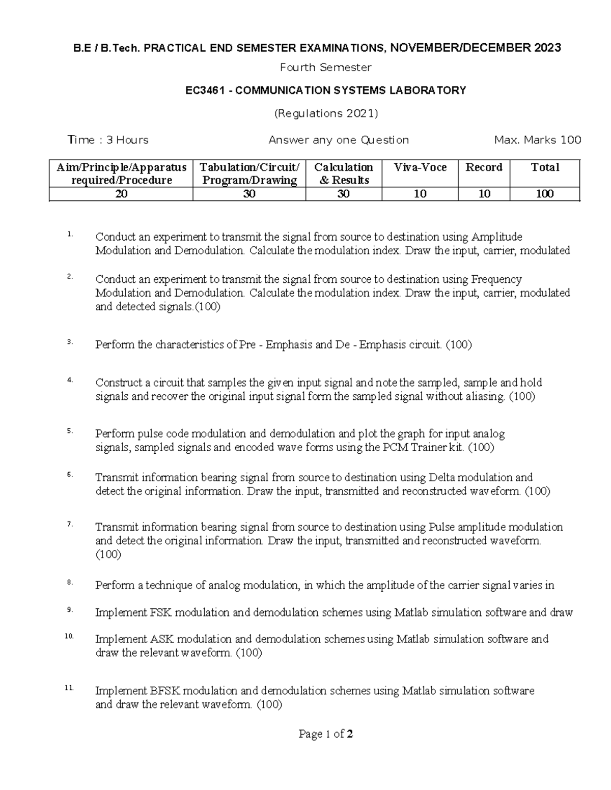 EC3461 SET1 - Page 1 of 2 B / B. PRACTICAL END SEMESTER EXAMINATIONS ...