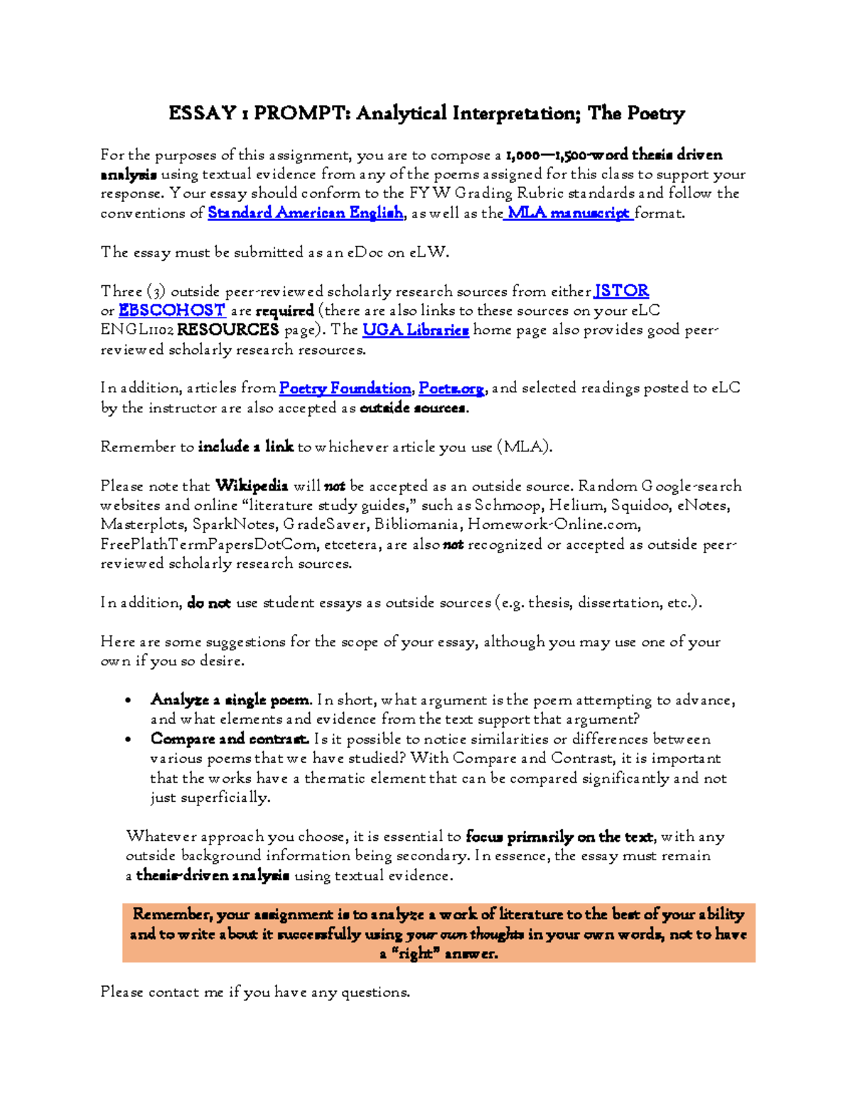 Essay 1 Prompt - dfqacaefds - ESSAY 1 PROMPT: Analytical Interpretation ...