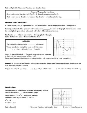 Notes Topic 1.4 Polynomial Functions and Rates of Change AP PC - 𝐍𝐨𝐭𝐞𝐬 ...