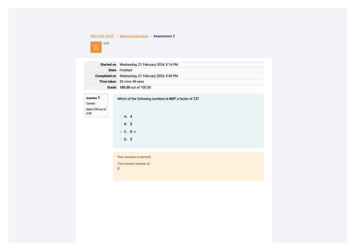 Assessment 2 Attempt 1 review - Bnu1501 - Studocu