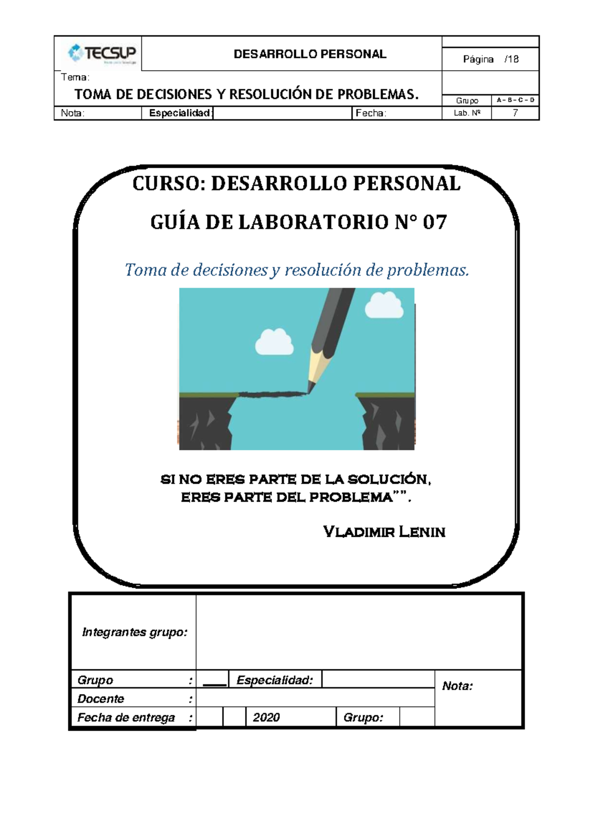 Guía Lab. 7 Toma de decisiones y resolución de problemas - Página / Tema: TOMA DE DECISIONES Y ...