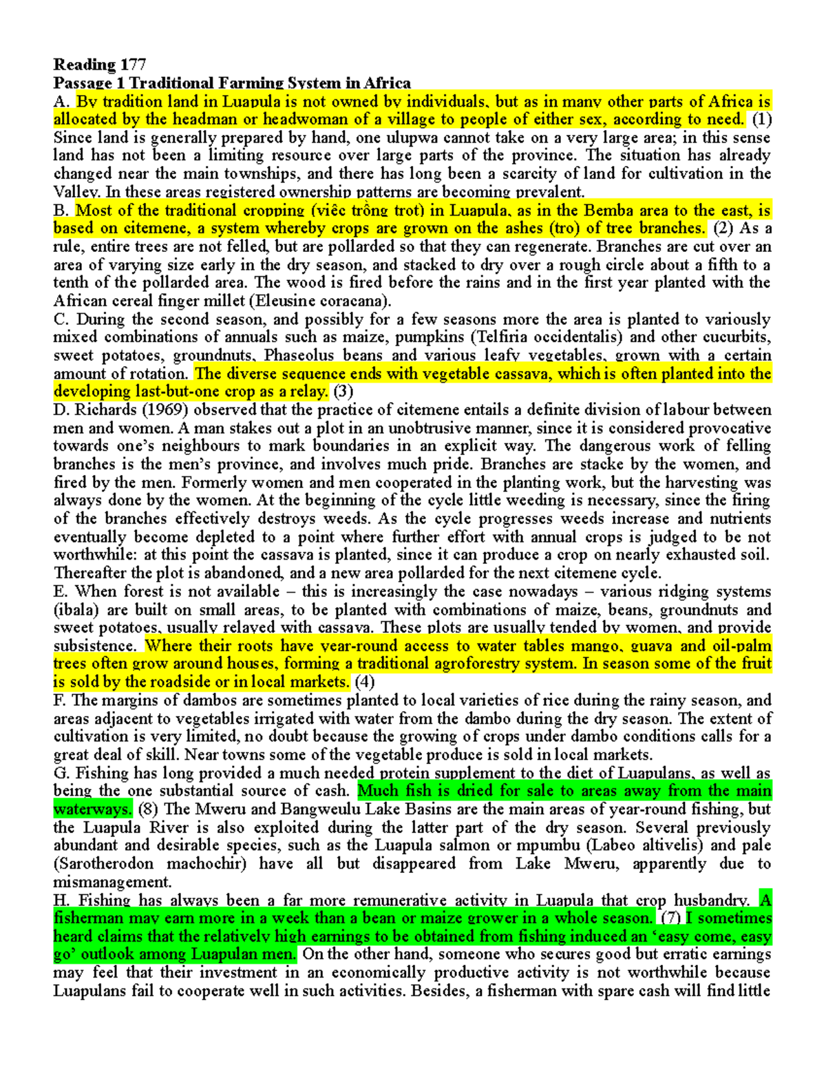Reading-177 - For students - Reading 177 Passage 1 Traditional Farming ...