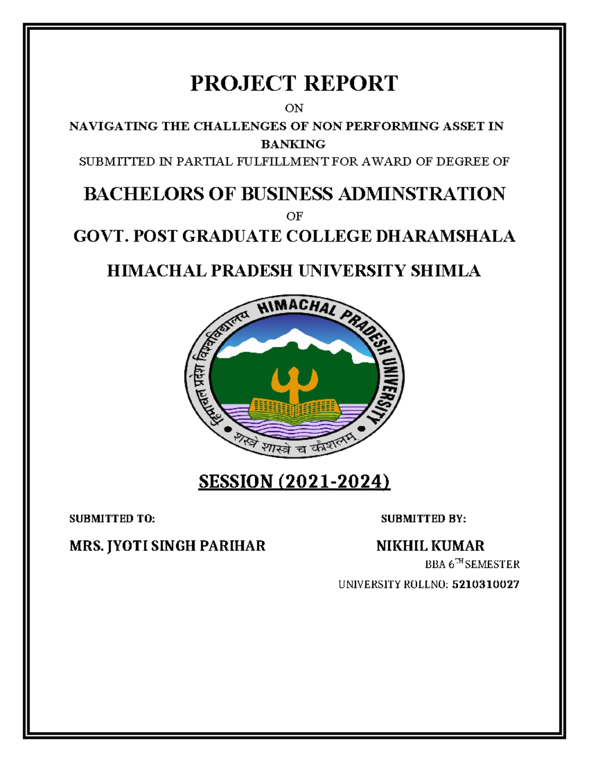 NPA Project Report - Copy - PROJECT REPORT ON NAVIGATING THE CHALLENGES ...