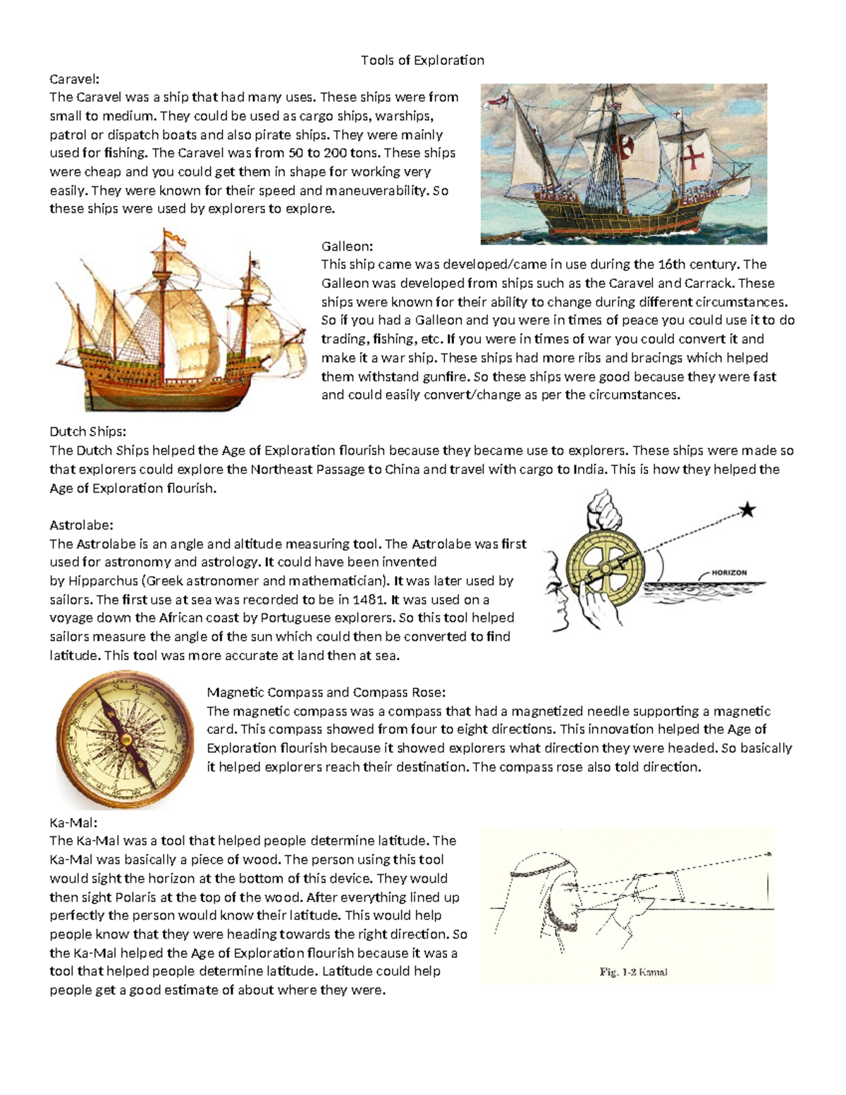 Tools of Exploration - Tools of Exploration Caravel: The Caravel was a ...