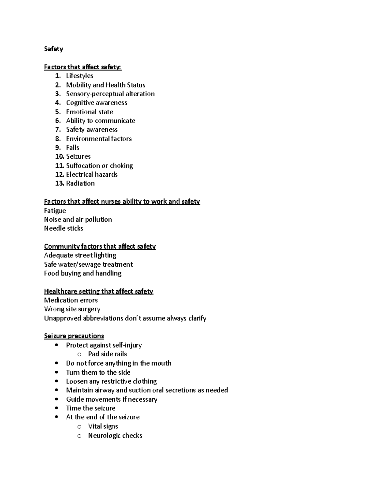 Safety ch 32 lab 7:7:21 - Safety Factors that affect safety: 1 ...