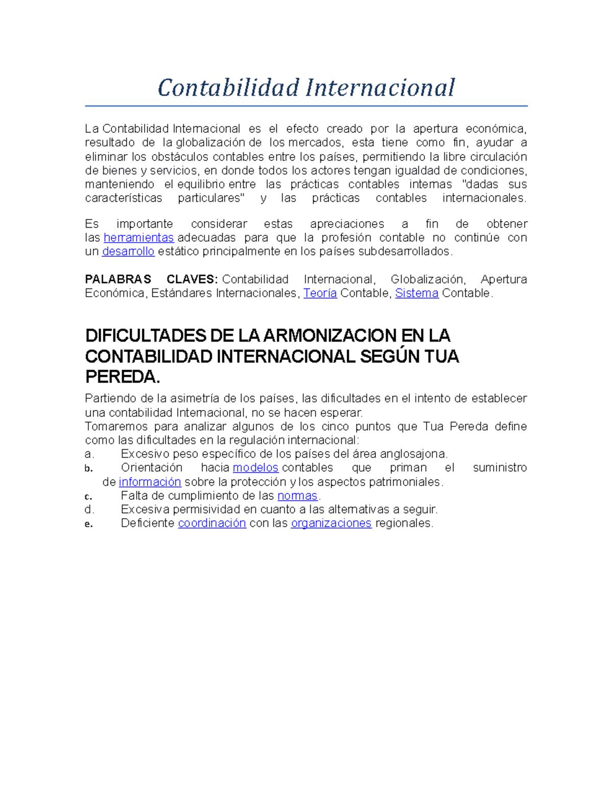 Conta 1 - Apuntes 1 - Contabilidad Internacional La Contabilidad ...