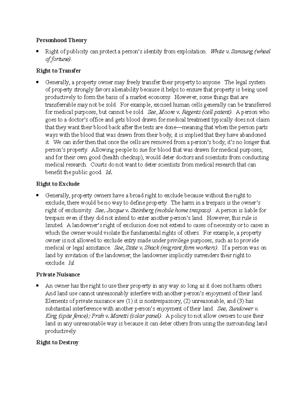Property Rule Statements - Personhood Theory Right of publicity can ...