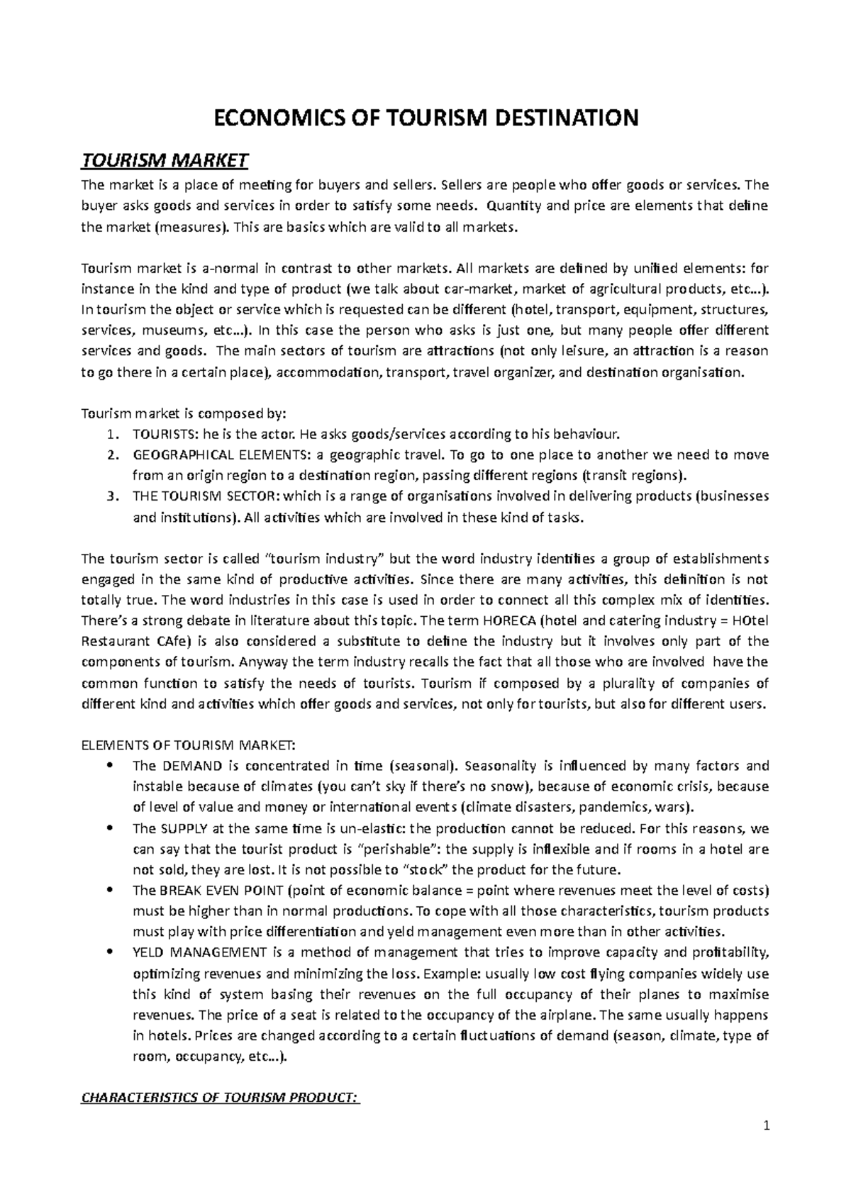 Economics OF Toursim Destination - ECONOMICS OF TOURISM DESTINATION ...