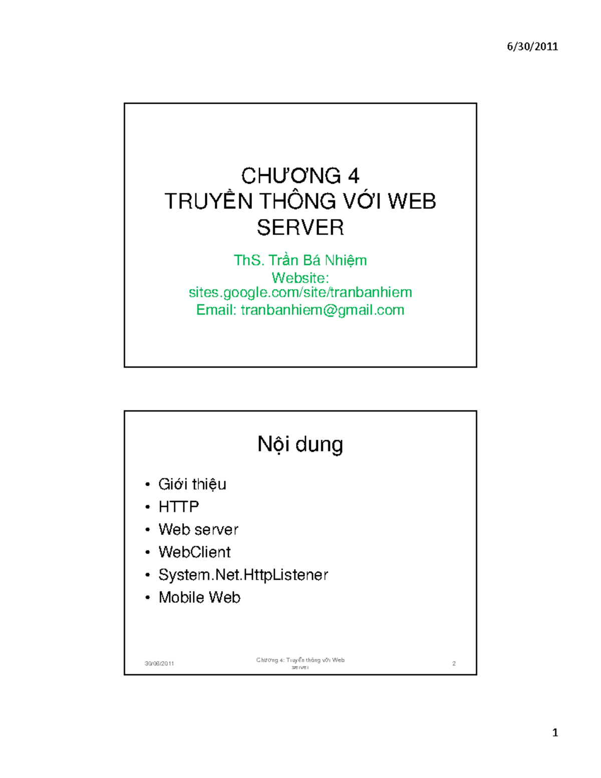 Chuong 4- Truyen Thong VOI WEB Server - CH NG 4 TRUY N THÔNG V I WEB SERVER ThS. Tr n Bá Nhi m ...