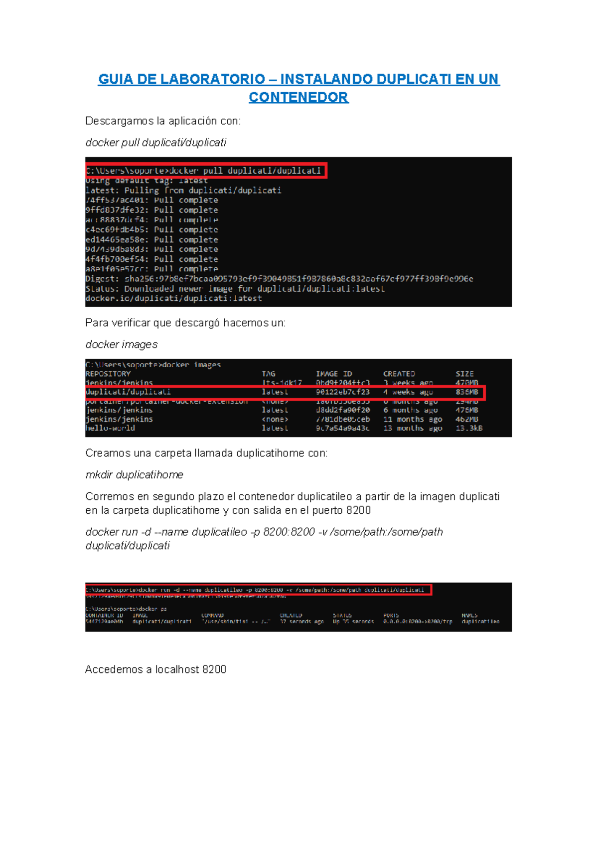 Sesión 25 - Guia Lab - Docker - Instalar Duplicati - GUIA DE LABORATORIO – INSTALANDO DUPLICATI ...