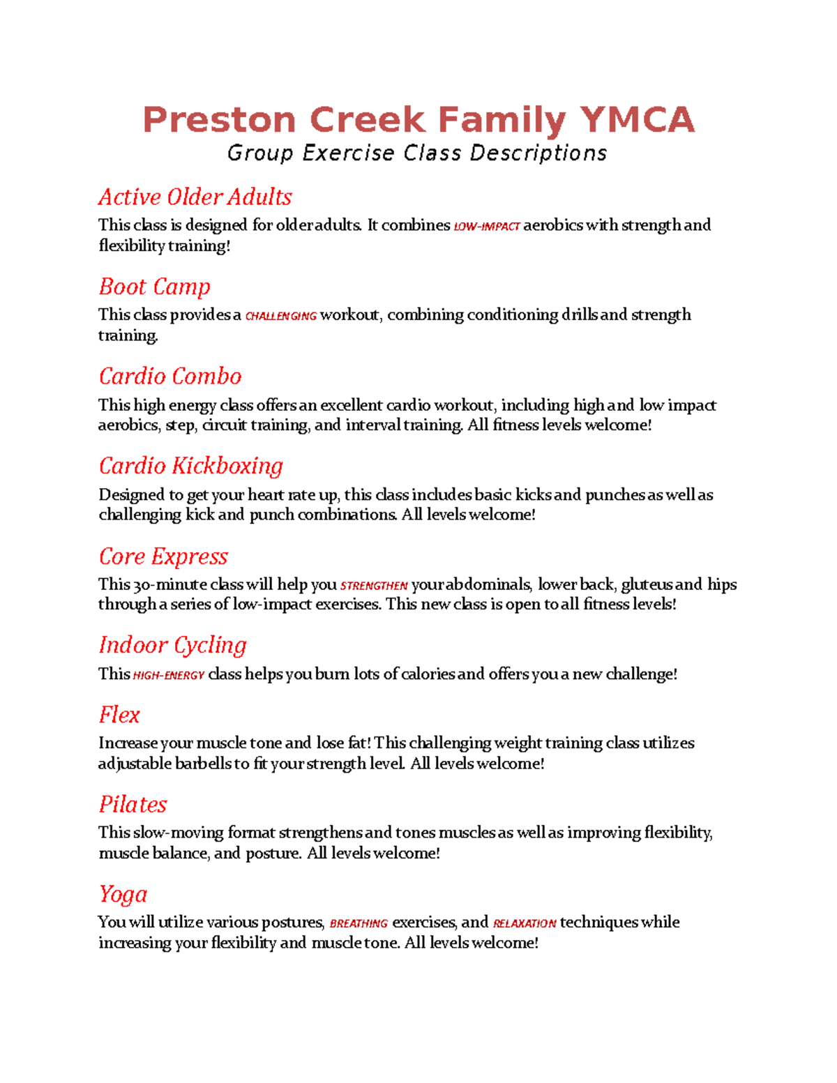 Classes 3 - MS Word Lessons and Formats - Preston Creek Family YMCA ...