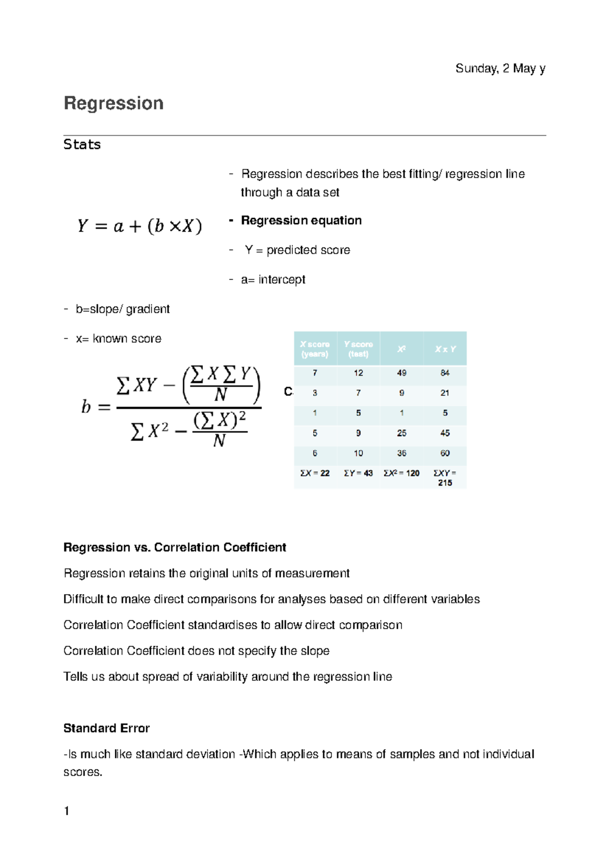 Regression - Correlation Coefficient Regression retains the original ...