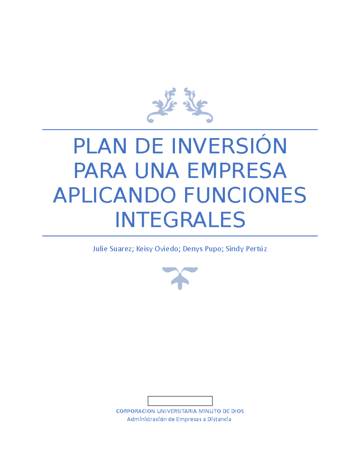 PLAN DE Inversion - PLAN DE INVERSIÓN PARA UNA EMPRESA APLICANDO ...
