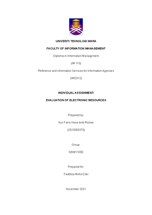 Coverpage uitm report writing format - Reference and Information ...