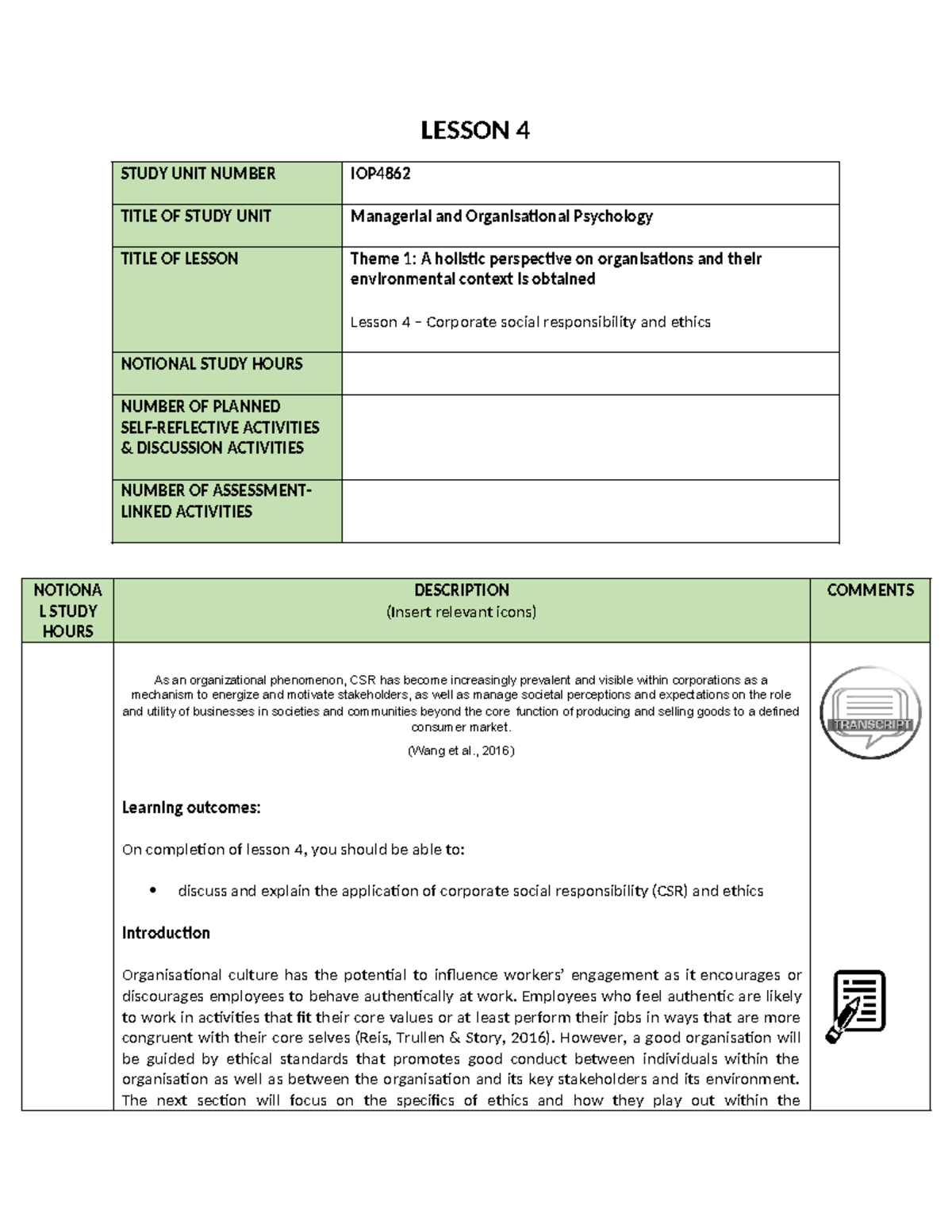 IOP4862 Theme 1 Lesson 4 - LESSON 4 STUDY UNIT NUMBER IOP TITLE OF ...