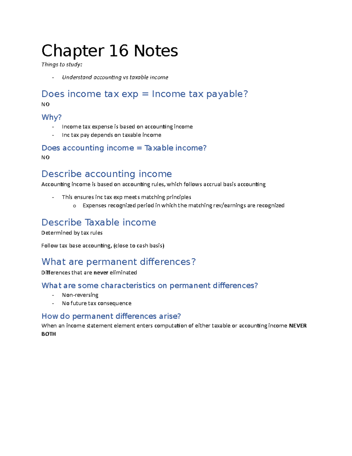 Chapter 16 Notes - Chapter 16 Notes Things to study: - Understand ...