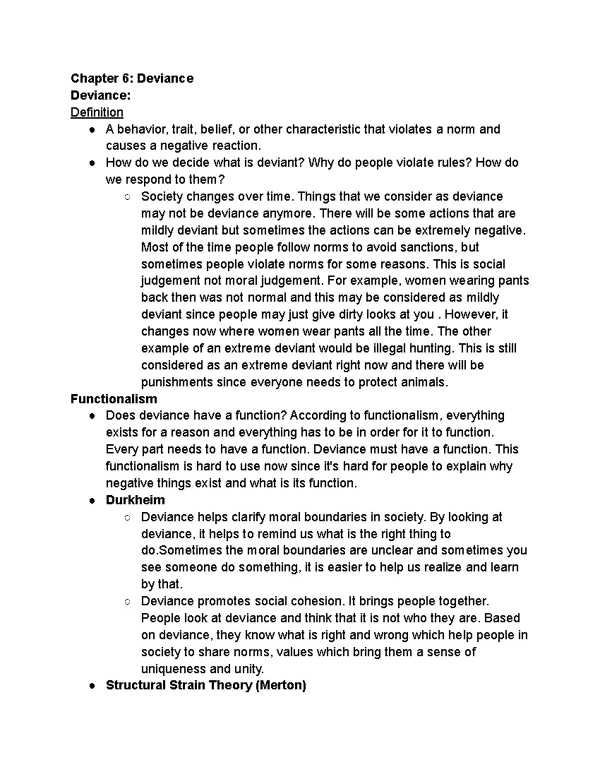 Socio final - Lecture notes 1-5 - Chapter 6: Deviance Deviance ...