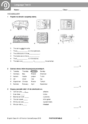 Junior Explorer 5 Unit 6 Test A group 1 - Junior Explorer 5 Unit 6 Test ...